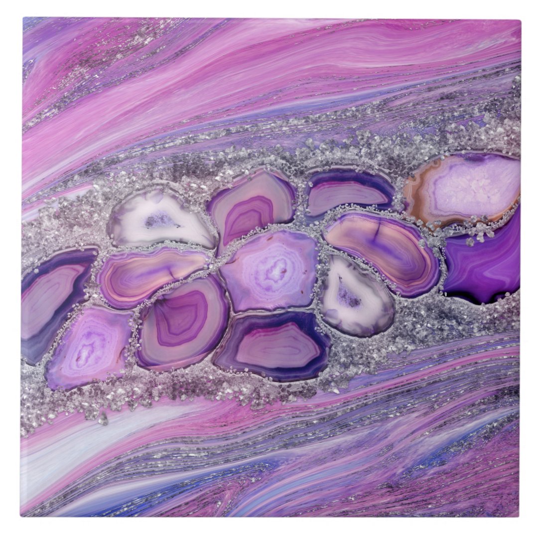 Geodes crystal Flow - Purple and Violet Ceramic Tile | Zazzle