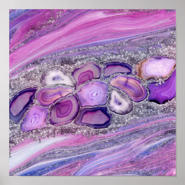Geodes crystal Flow - Purple and Violet Poster | Zazzle
