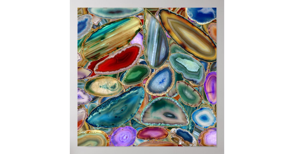 Geodes crystal pattern - Multicolor Poster | Zazzle