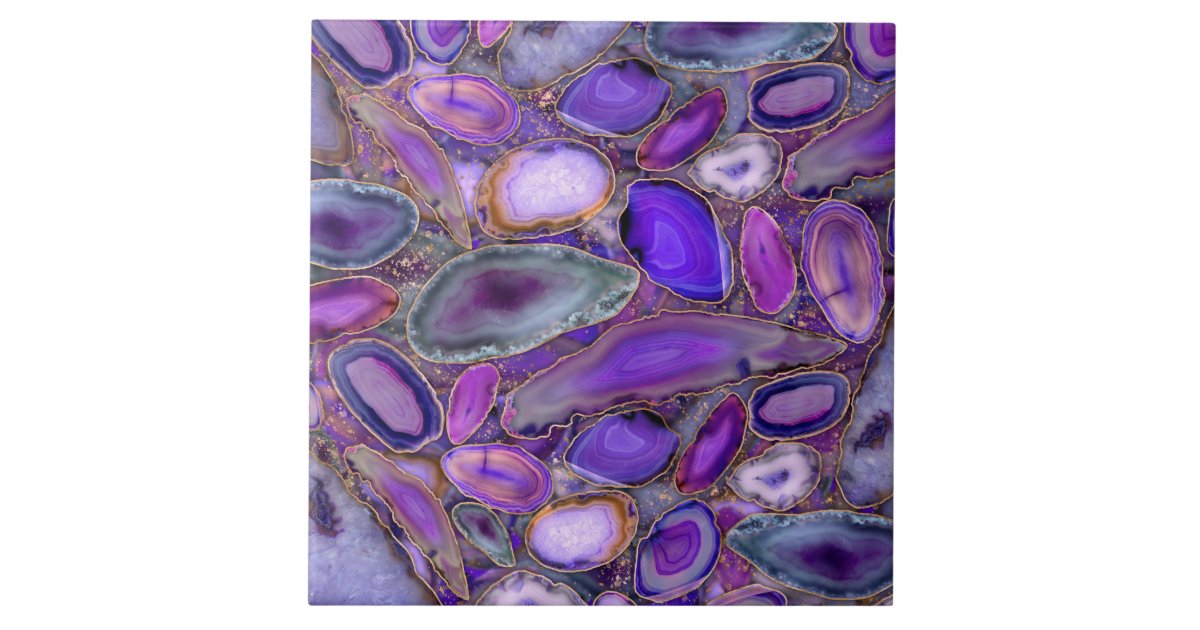 Geodes crystal pattern - Purple and Violet Ceramic Tile | Zazzle