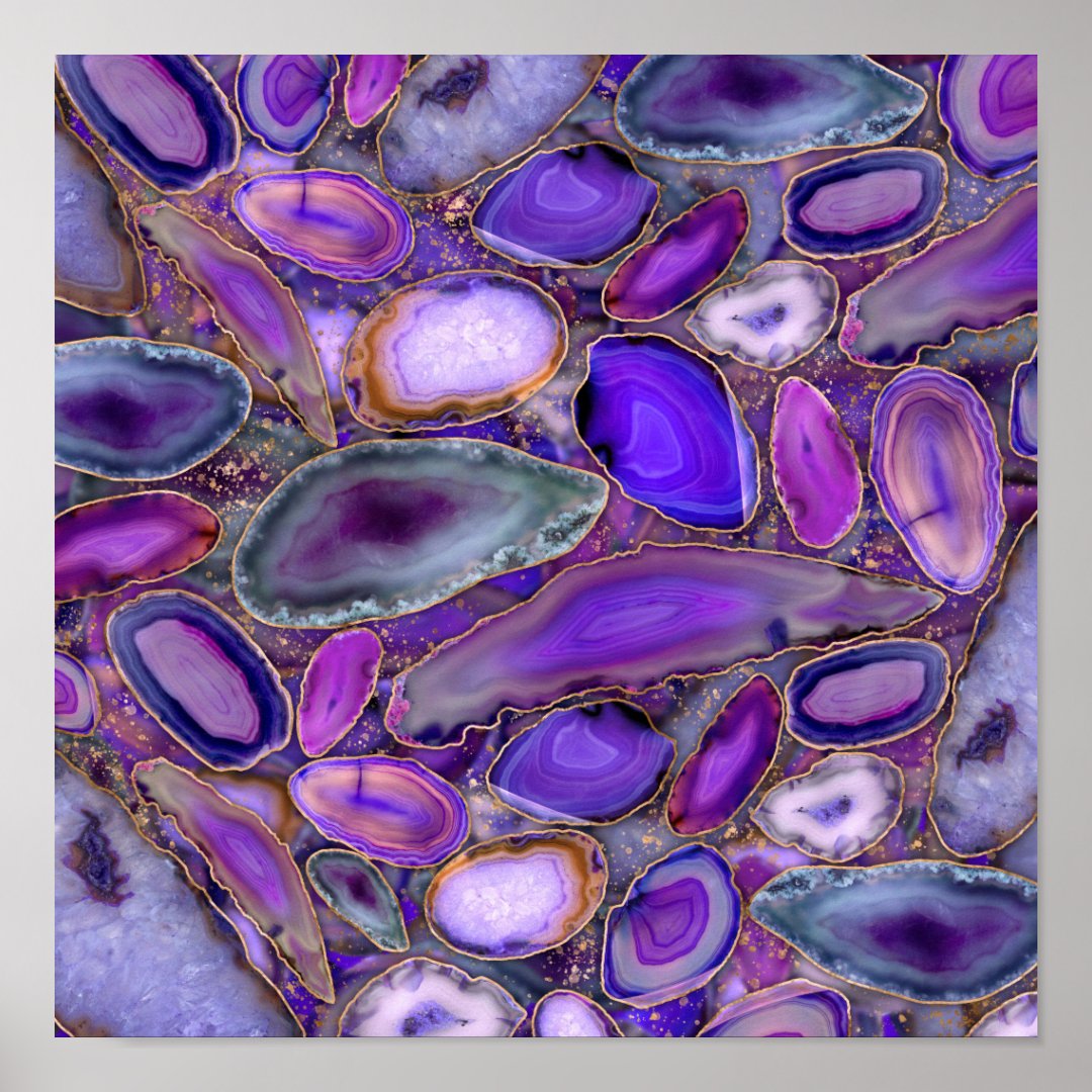 Geodes crystal pattern - Purple and Violet Poster | Zazzle