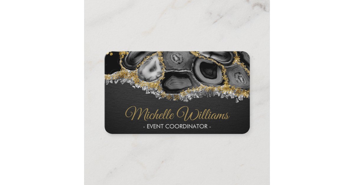 Geodes crystals - Black and Gold Business Card | Zazzle