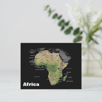 Geographic map of the African Continent Postcard | Zazzle
