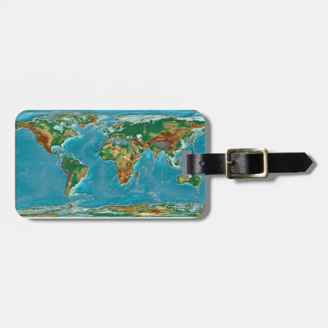 Geographical World Map Luggage Tag | Zazzle