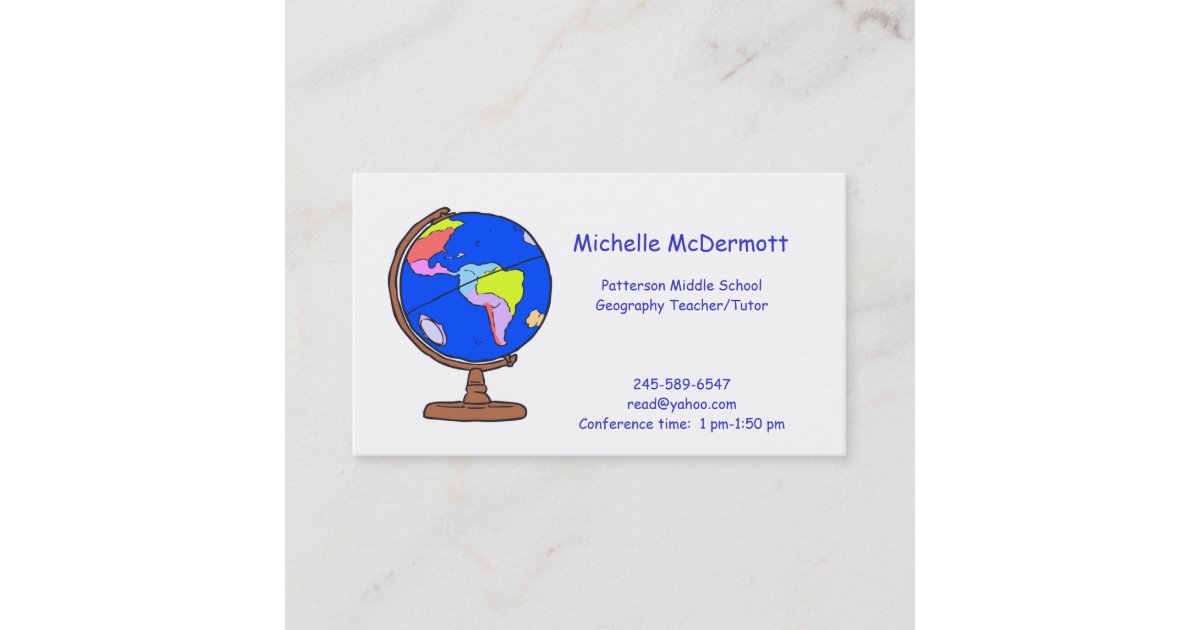 Geography Teacher Business Card | Zazzle