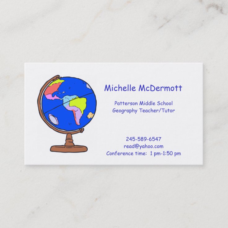 Geography Teacher Business Card | Zazzle
