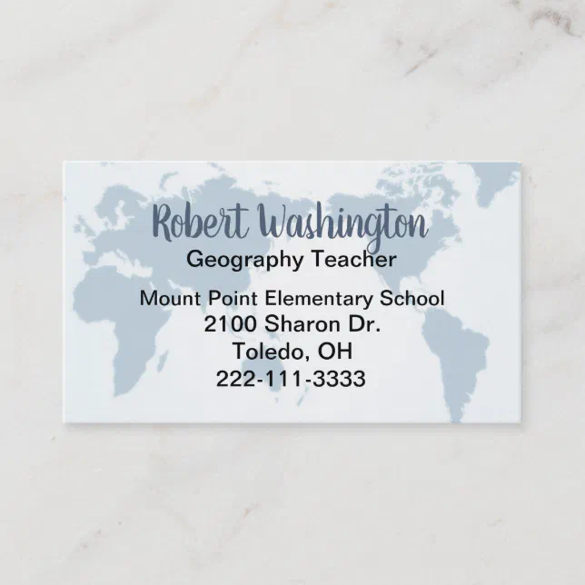Geography Teachers Business Card | Zazzle