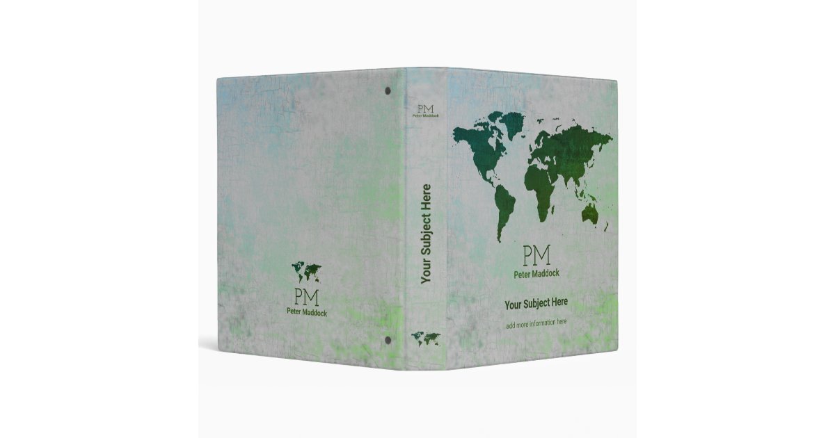 geography world map international green 3 ring binder | Zazzle