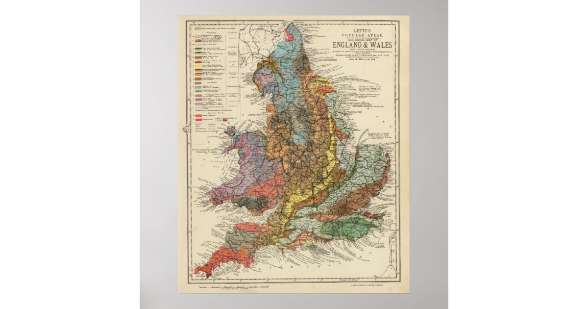 Geological map England, Wales Poster | Zazzle