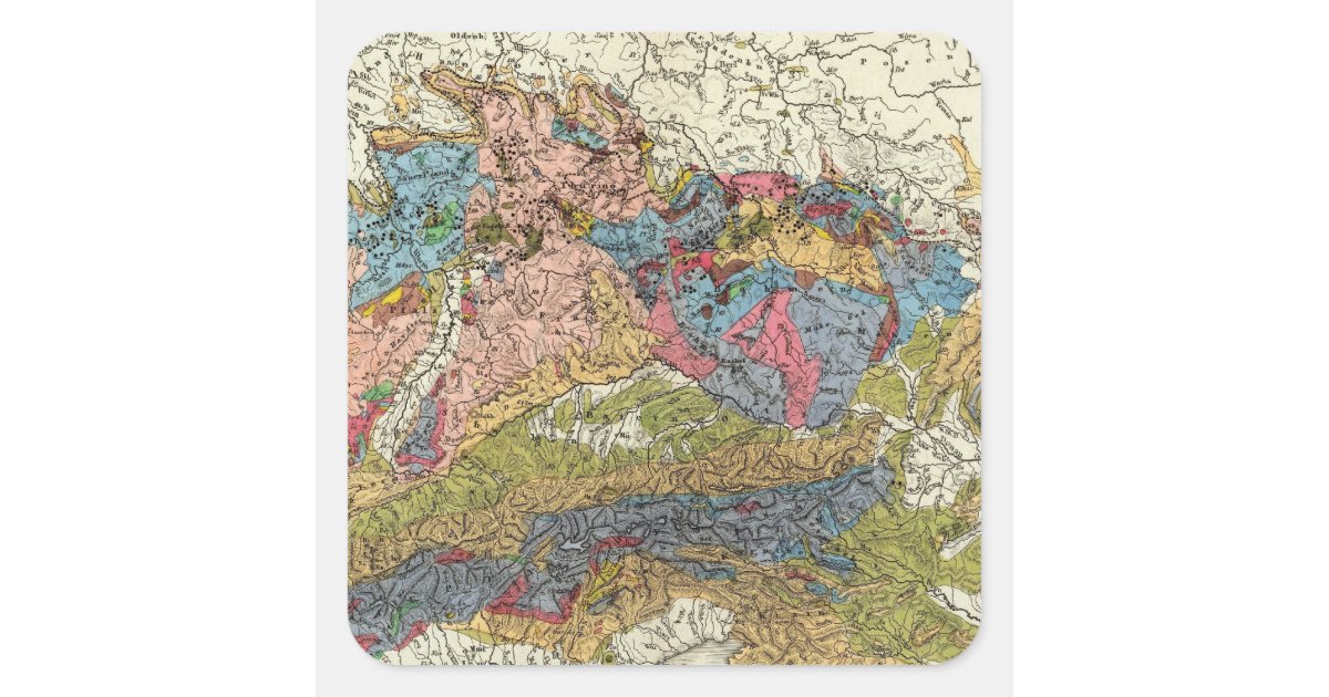 Geological map of Germany Square Sticker | Zazzle