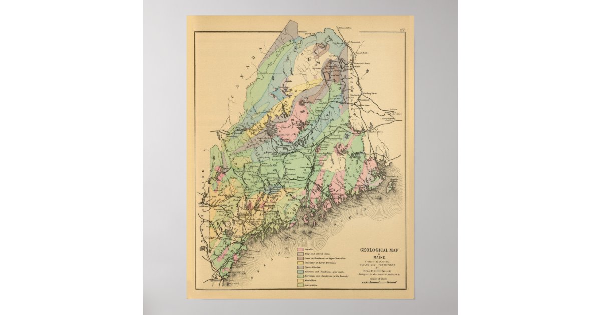 Geological map of Maine Poster | Zazzle