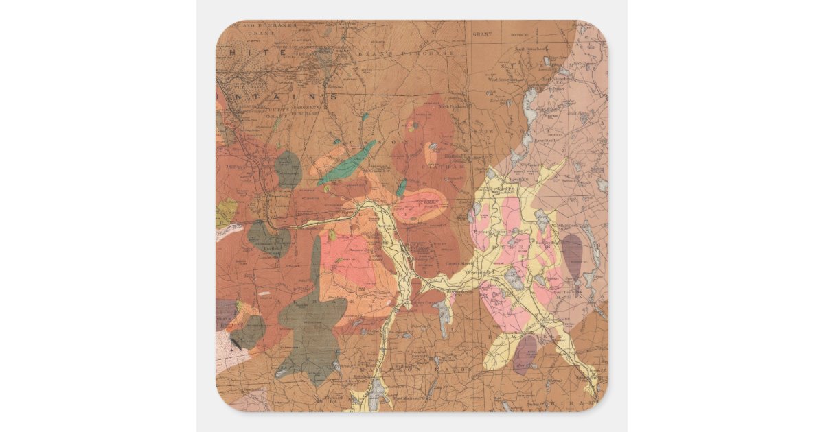 Geological Map of New Hampshire Square Sticker | Zazzle