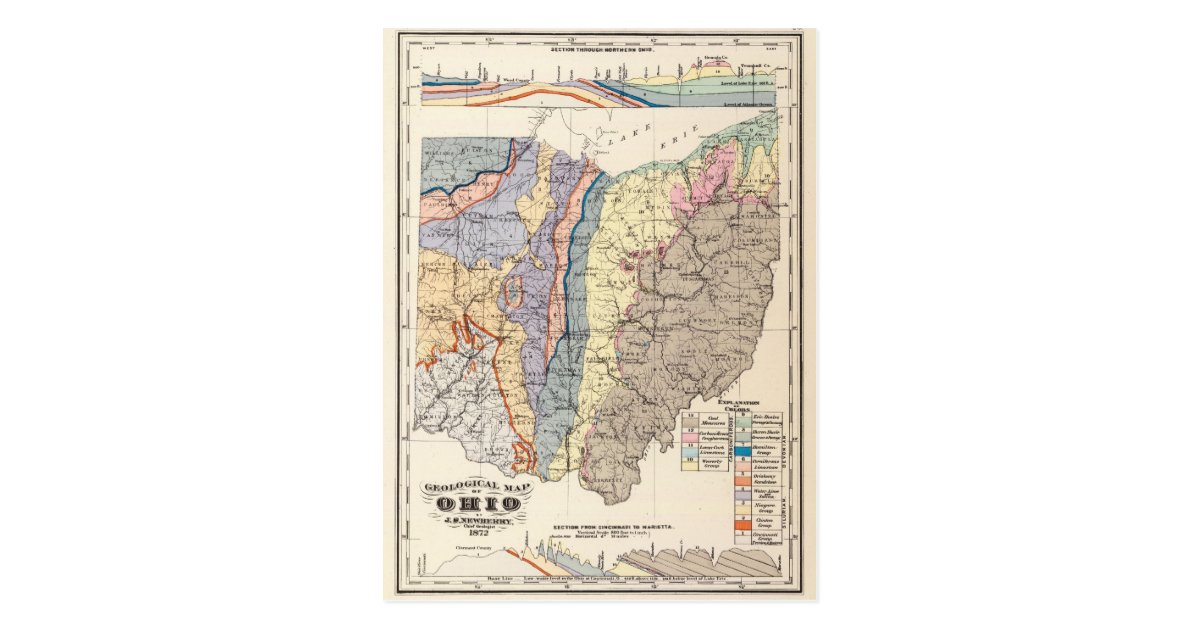 Geological map of Ohio Postcard | Zazzle.com