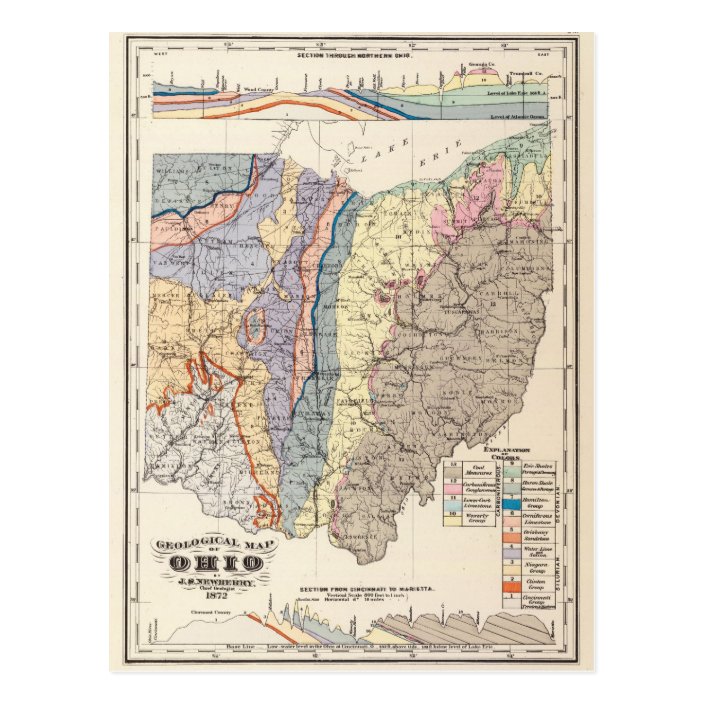 Geological map of Ohio Postcard | Zazzle.com