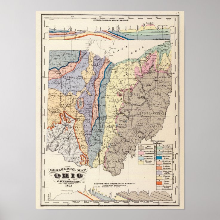 Geological map of Ohio Poster | Zazzle