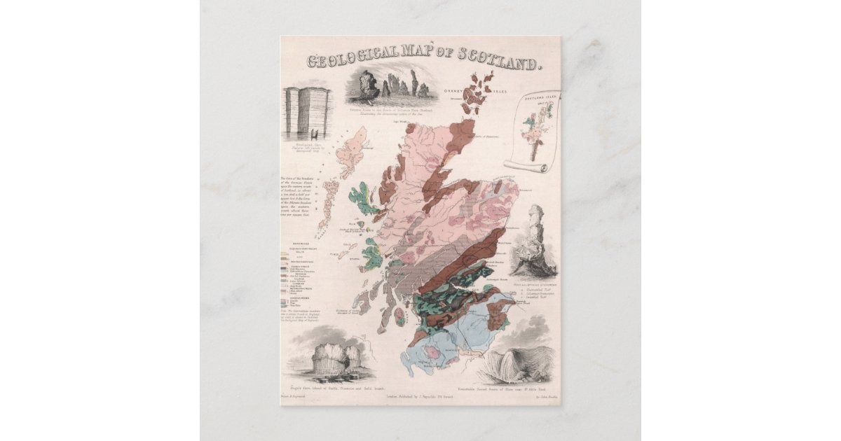 Geological Map of Scotland Postcard | Zazzle