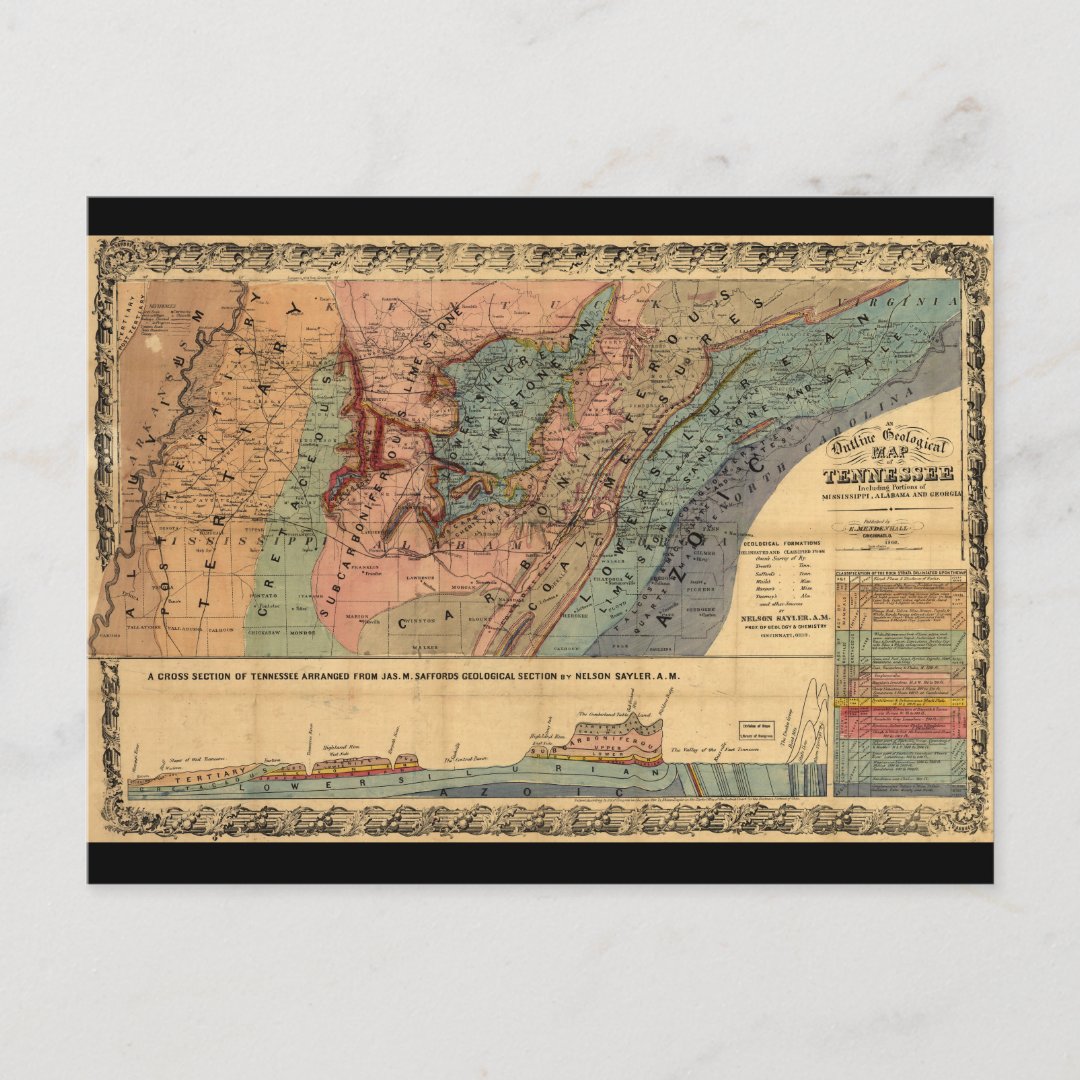 Geological Map of Tennessee (1866) Postcard | Zazzle