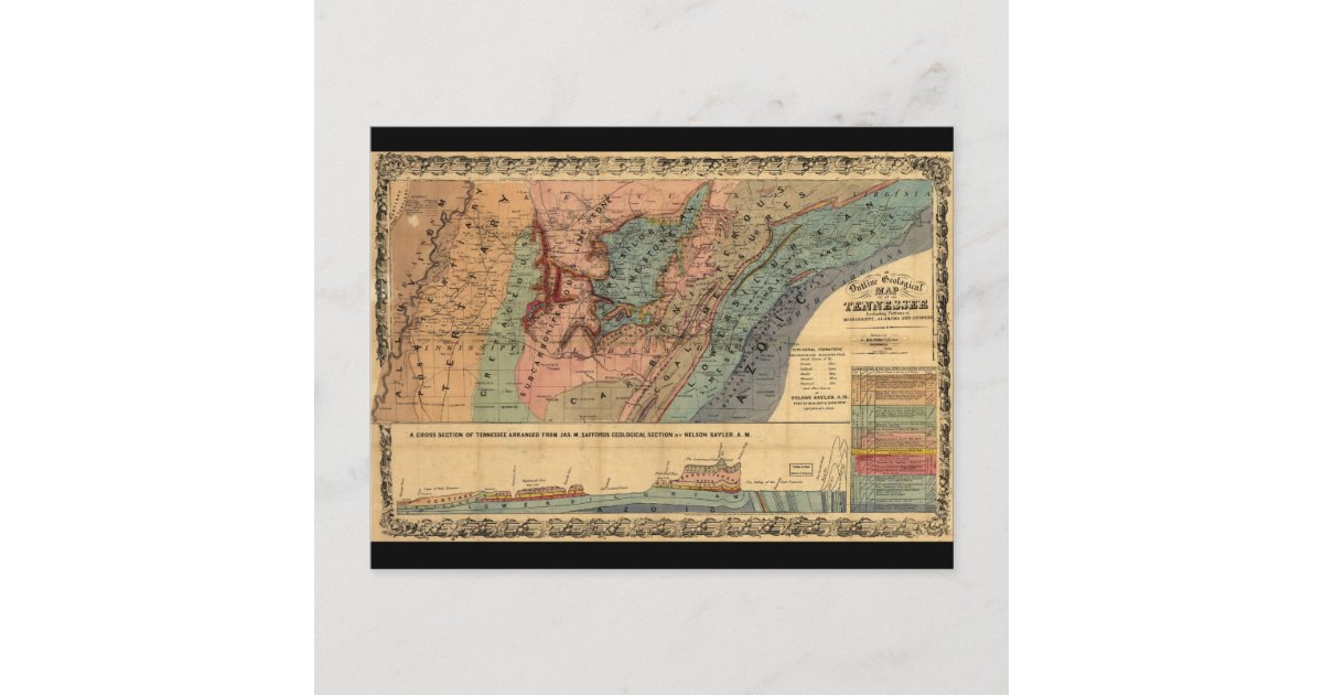 Geological Map of Tennessee (1866) Postcard | Zazzle