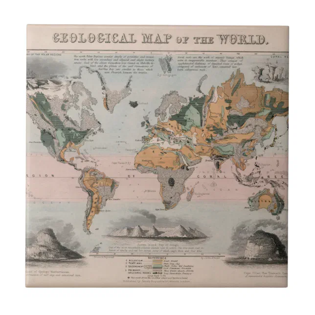 Geological Map of the World Ceramic Tile | Zazzle