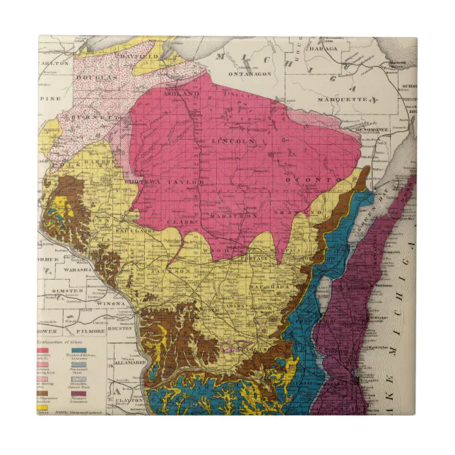 Geological map of Wisconsin Tile | Zazzle