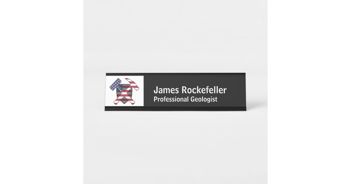 Geologist Nameplate with Rock Hammer Logo (USA) | Zazzle