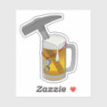 Geologist's Beer and Rock Hammer Vinyl Sticker | Zazzle