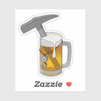 Geologist's Beer and Rock Hammer Vinyl Sticker | Zazzle