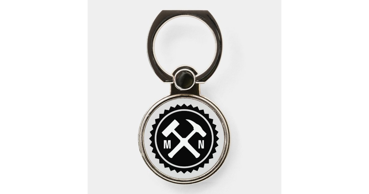 Geologist's Hammer Logo with your Initials on a Phone Ring Stand | Zazzle