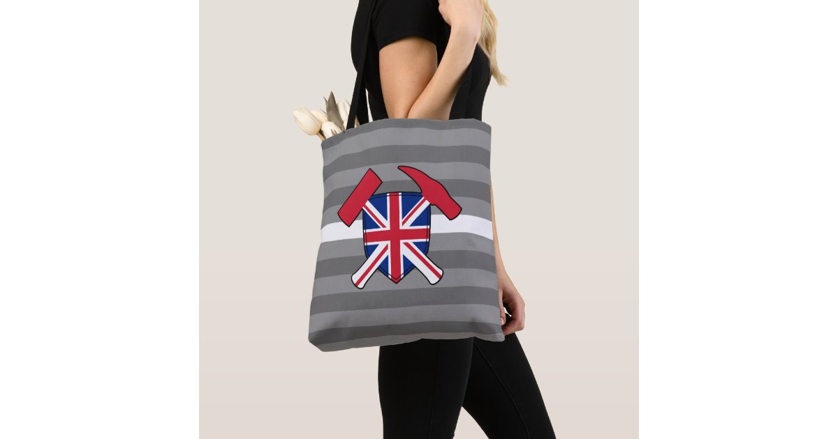 Geologist's Rock Hammer and Union Jack Logo Tote Bag | Zazzle
