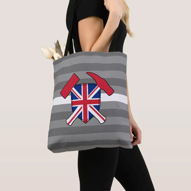 Geologist's Rock Hammer and Union Jack Logo Tote Bag | Zazzle