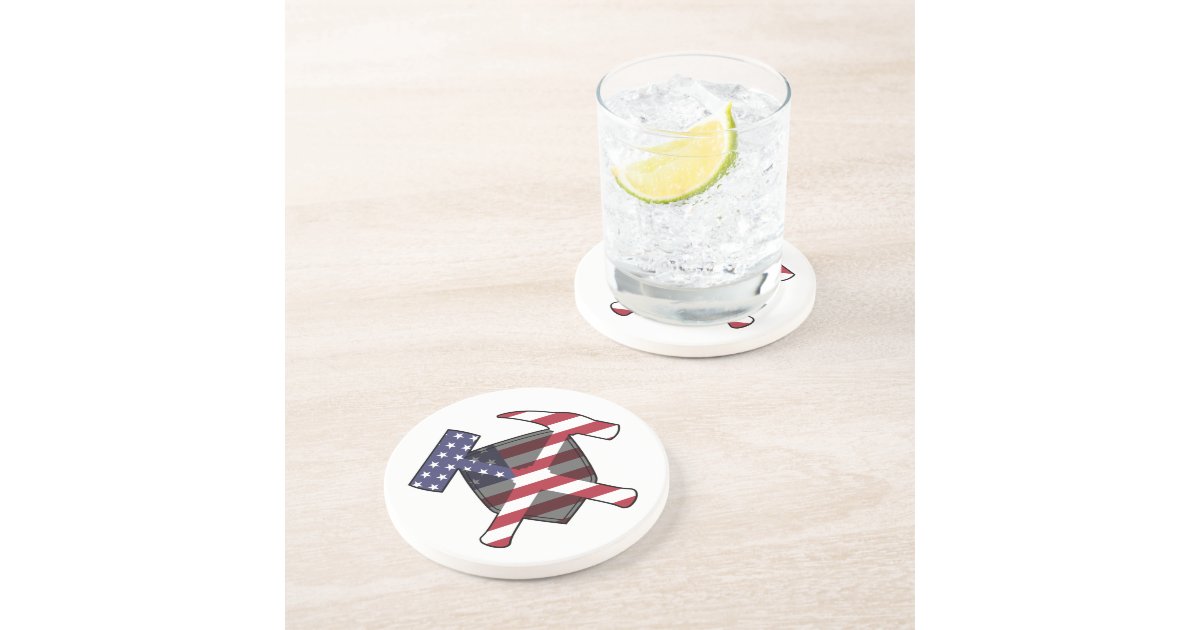 Geologist's Rock Hammer Logo with American Flag Coaster | Zazzle