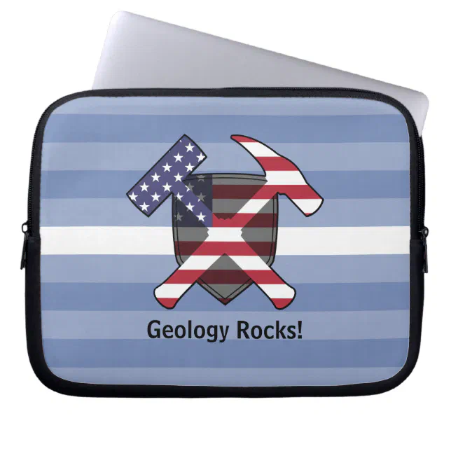 Geologist's Rock Hammer Logo with American Flag Laptop Sleeve | Zazzle