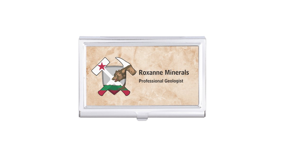 Geologist's Rock Hammer Logo with California Flag Business Card Case ...