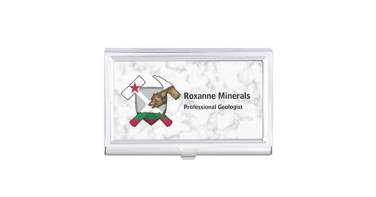 Geologist's Rock Hammer Logo with California Flag Business Card Case ...