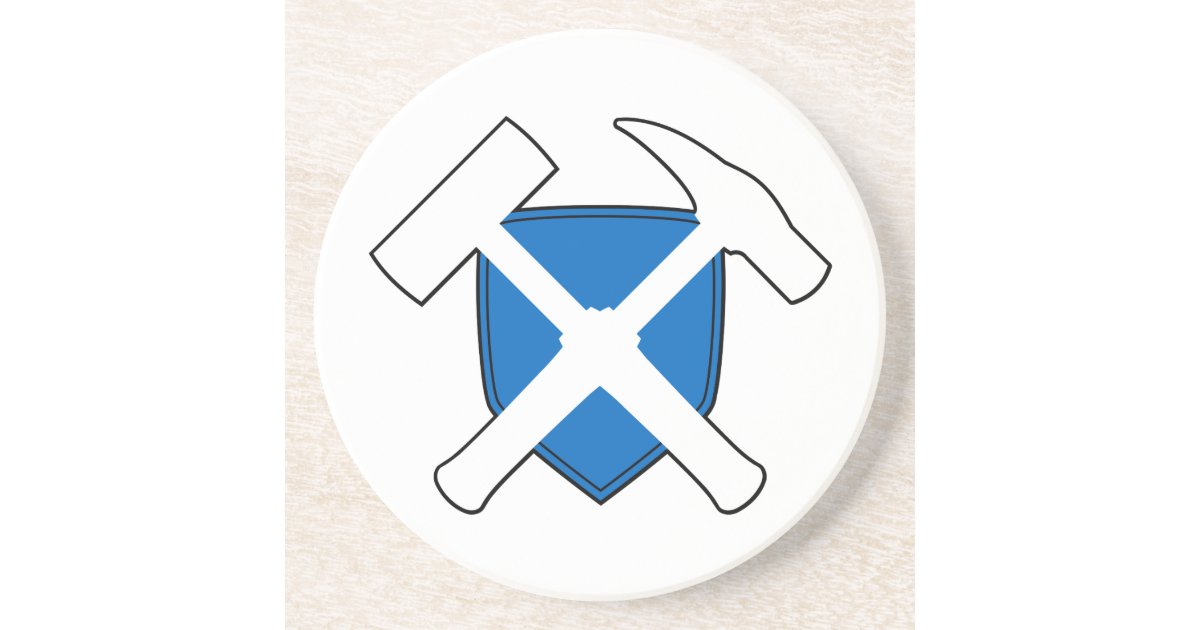 Geologist's Rock Hammer Logo with Flag of Scotland Coaster | Zazzle