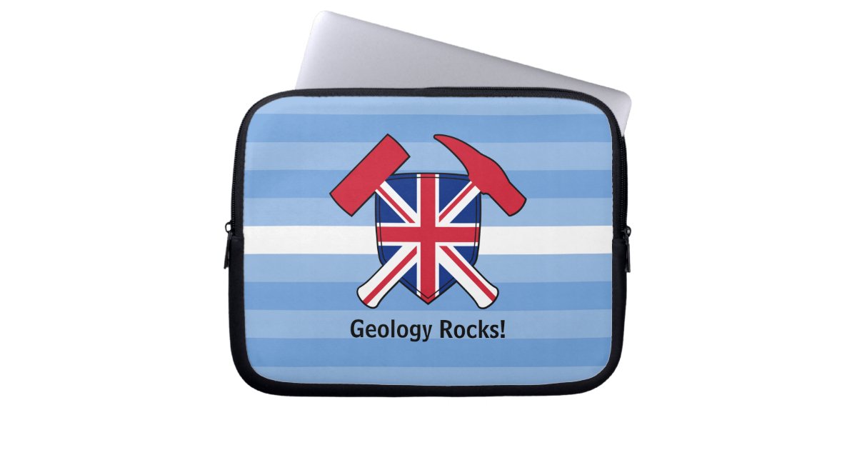 Geologist's Rock Hammer Logo with Union Flag Laptop Sleeve | Zazzle