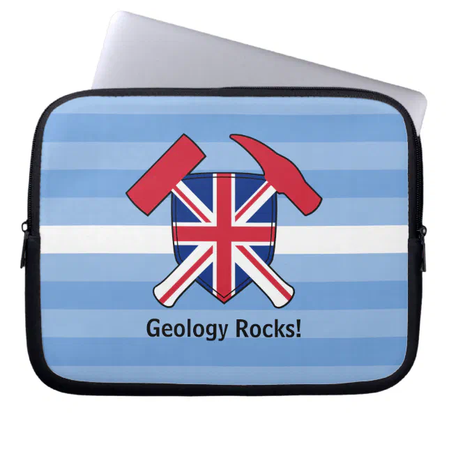 Geologist's Rock Hammer Logo with Union Flag Laptop Sleeve | Zazzle