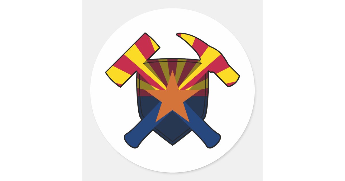 Geologist's Rock Hammer Shield- Arizona State Flag Classic Round ...