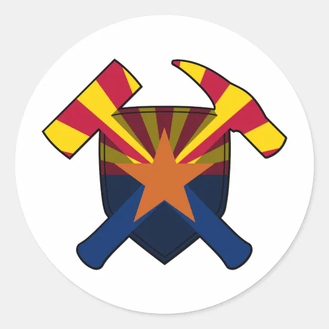 Geologist's Rock Hammer Shield- Arizona State Flag Classic Round ...