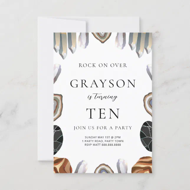 Geology Birthday Invitation Rocks, Gems Crystals | Zazzle