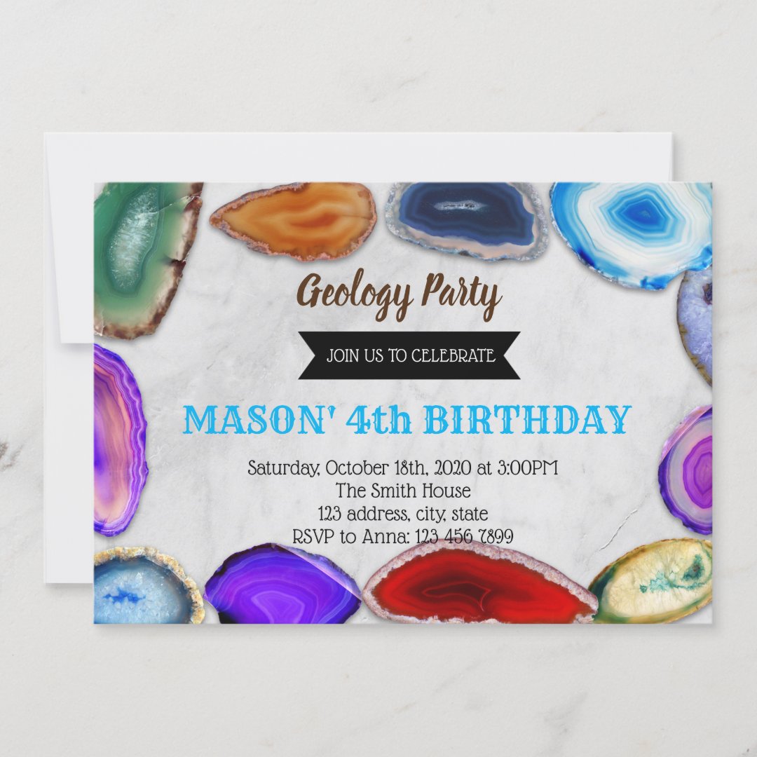 Geology birthday party invitation | Zazzle