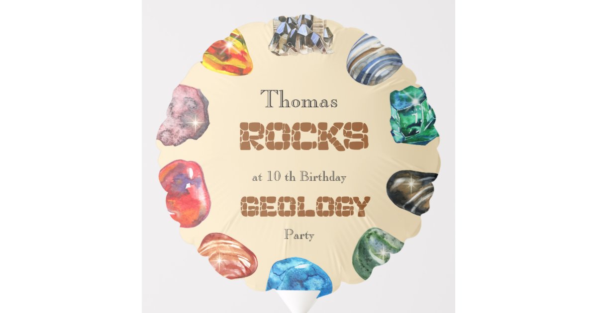 Geology birthday party rocks gemstone balloon | Zazzle