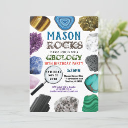 Geology Birthday Party Rocks Gemstones Crystals Invitation | Zazzle