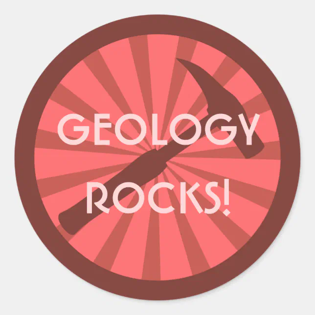 Geology Rocks! Hammer Badge Classic Round Sticker | Zazzle