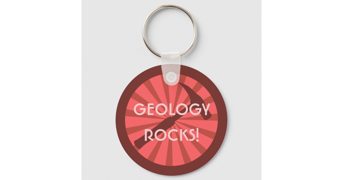 Geology Rocks! Hammer Badge Keychain | Zazzle