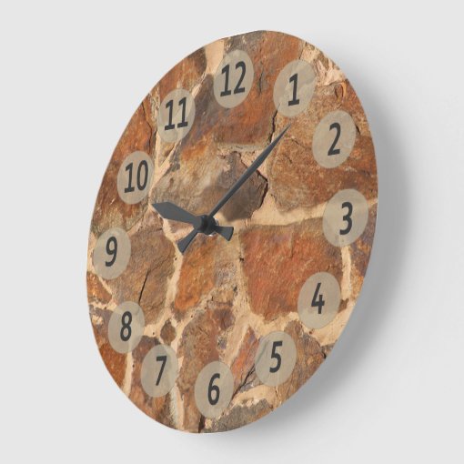 Geology Stone Wall with Digits Large Clock | Zazzle