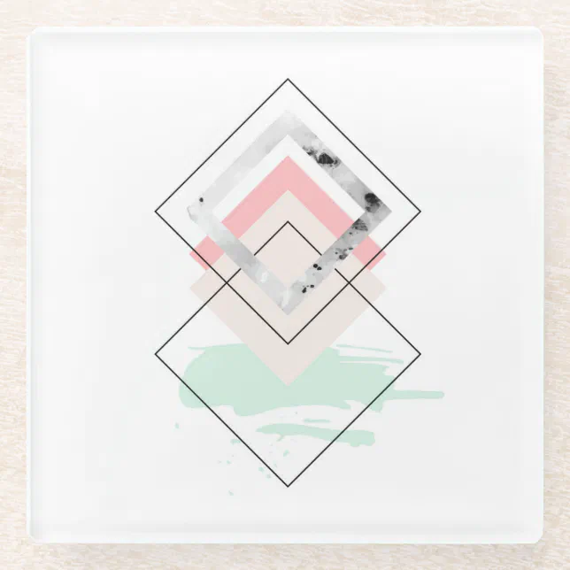 Geometric Abstract Design Glass Coaster | Zazzle