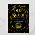 Geometric Abstract Frame Gold Wedding Foil Invitation | Zazzle
