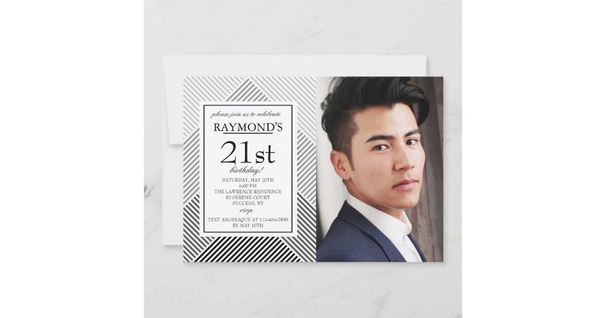 Geometric Background Photo Invitation | Zazzle