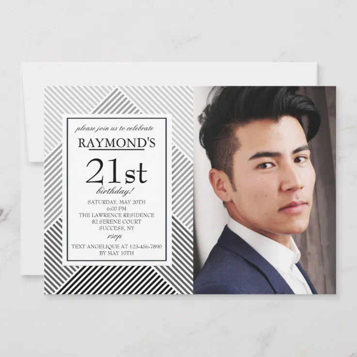 Geometric Background Photo Invitation | Zazzle